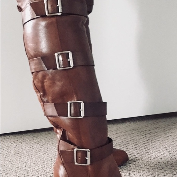 BCBG | Shoes | Bcbg Oth Leather Boots Cognac Brown | Poshmark